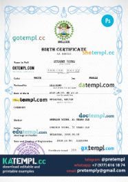 generate Belize vital record birth certificate PSD