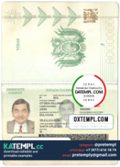 generate Bolivia passport in PSD format, fully editable, with all fonts