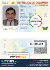 generate Colombia ID in PSD format, fully editable (2020 - present)