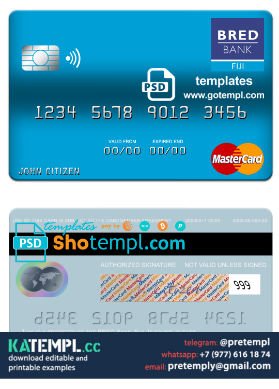 generate Fiji BRED Bank mastercard credit card in PSD format