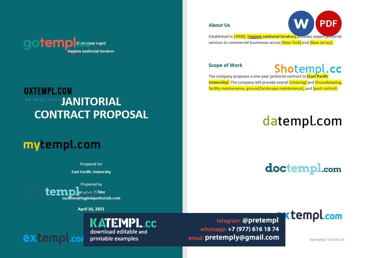 generate formal contract proposal , Word and PDF format