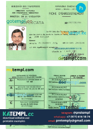 generate Gabon driving license PSD , with fonts