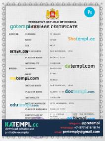 generate Georgia marriage certificate PSD , fully editable