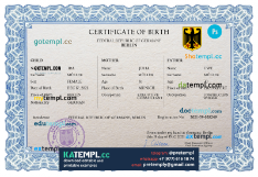 generate Germany vital record birth certificate PSD , completely editable
