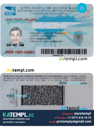 generate Honduras identity card PSD , with fonts