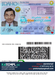 generate USA Idaho driver license in PSD format