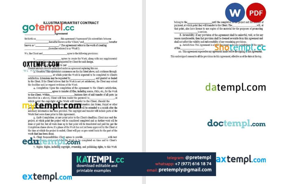 generate Illustrator contract , Word and PDF format