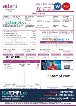 generate India Adani utility bill in Word and PDF format