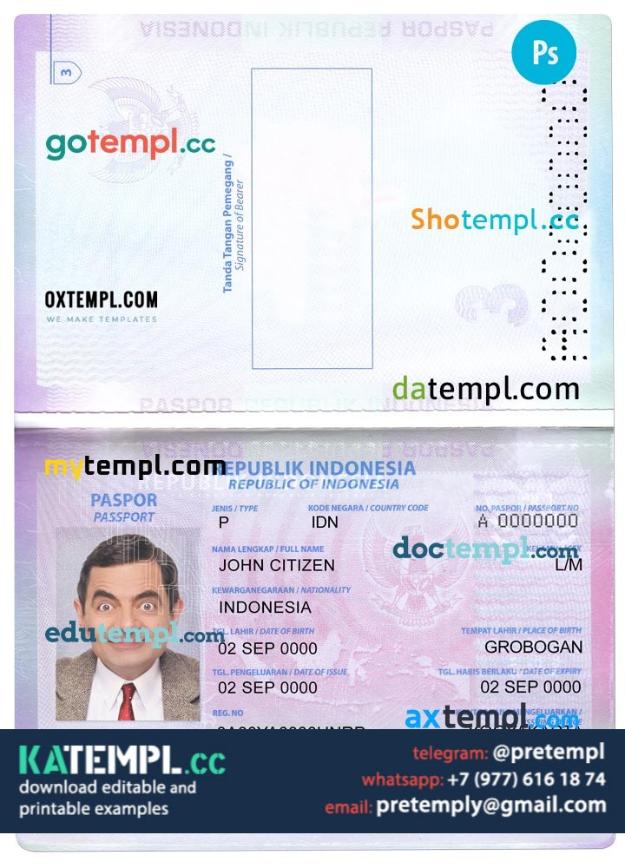generate Indonesia passport in PSD format, 2022 - present