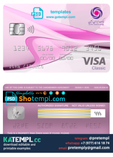 generate Iran Zamin bank visa classic card, fully editable in PSD format