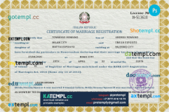 generate Italy marriage certificate PSD , fully editable