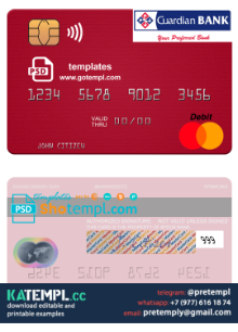 generate Kenya Guardian Bank mastercard credit card fully editable in ...