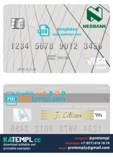 generate Lesotho Nedbank visa card fully editable in PSD format