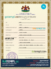 generate Lesotho vital record death certificate PSD