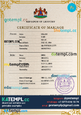 generate Lesotho marriage certificate PSD , fully editable