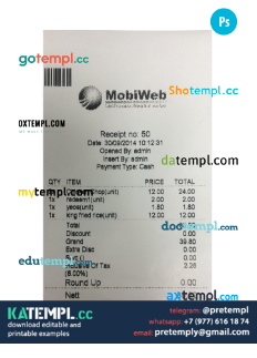 generate MOBIWEB payment receipt PSD