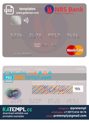generate Malawi NBS bank mastercard credit card in PSD format