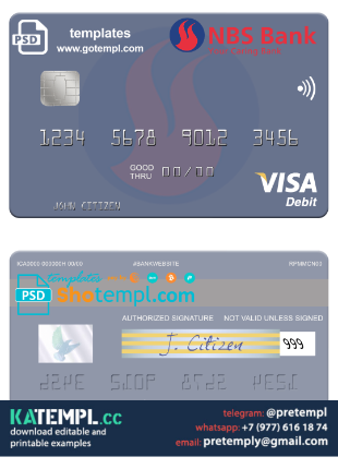 generate Malawi NBS Bank visa card fully editable in PSD format