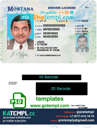 generate USA Montana driving license in PSD format