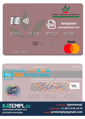 generate Morocco Crédit Agricole du Maroc bank mastercard, fully ...