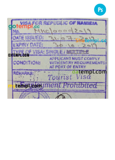 generate Namibia tourist visatamp PSD , with fonts