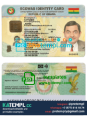 generate Ghana ID in PSD format, fully editable, with all fonts