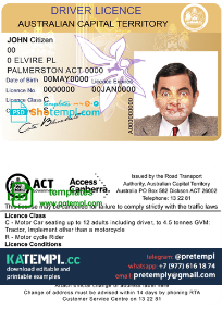 generate Australia Capital territory driving license in PSD format ...