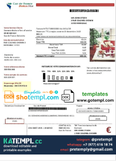 generate France Gaz de France Dolcevita utility bill in Word and PDF format