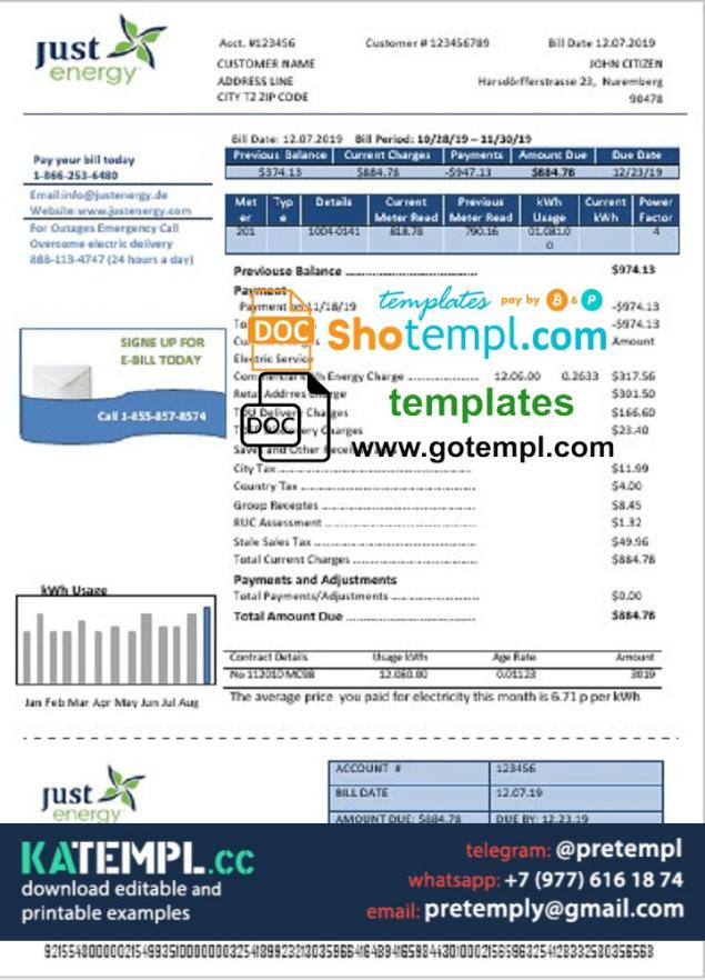 generate USA Accenture invoice in Word and PDF format, fully editable