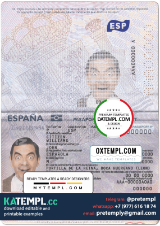 generate Spain passport in PSD format, fully editable (2015 - present)