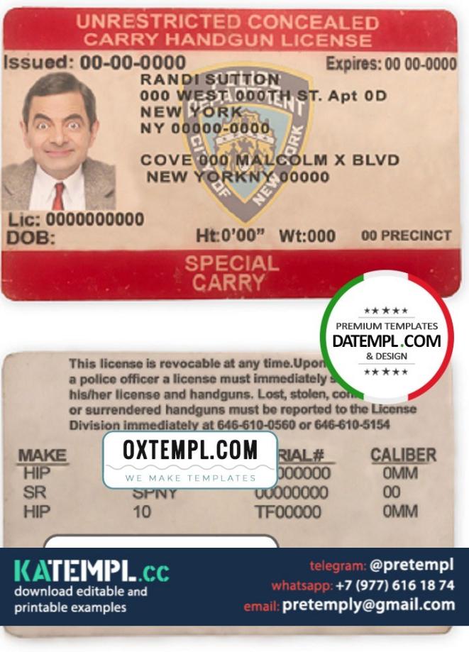 generate United States New Yorktate unrestricted concealed carry ...