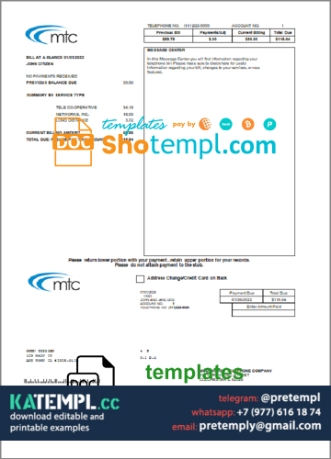 generate USA Illinois MTC utility bill in Word and PDF format