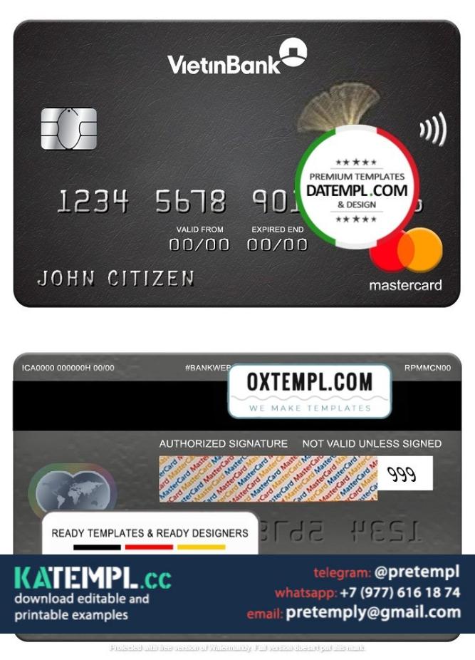 generate Vietnam Vietinbank mastercard, fully editable in PSD format