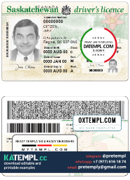 generate Canada province Saskatchewan driving license in PSD format ...