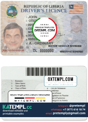 generate Liberia driving license, fully editable in PSD format