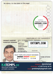 generate Namibia passport in PSD format, fully editable