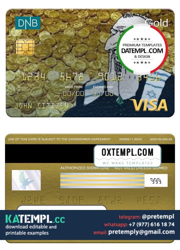 generate Norway DNB bank visa gold card, fully editable in PSD format