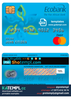 generate Cameroon Ecobank bank mastercard debit card in PSD format ...