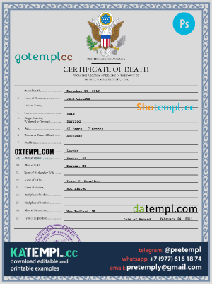 generate # dynamic vital record death certificate universal PSD