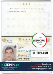 generate Japan passport in PSD format, fully editable
