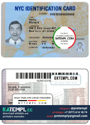 generate USA New York ID in PSD format, fully editable