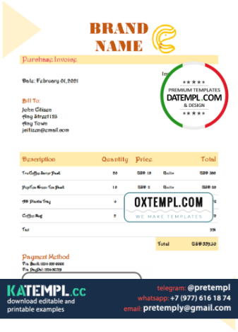 generate # inspire press universal multipurpose invoice in Word and PDF ...