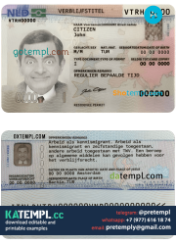 generate Netherlands residence permit PSD , fully editable, with fonts
