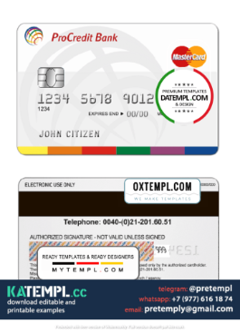 generate Romania ProCredit Bank mastercard credit card in PSD format ...