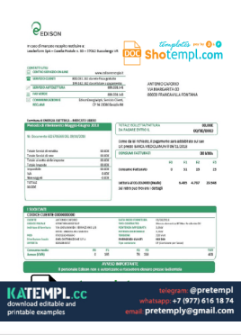 generate Italy Edison utility bill in Word and PDF format, good for ...