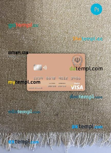 Iran Sepah Bank visa debit card PSD scan and photo-realistic snapshot ...